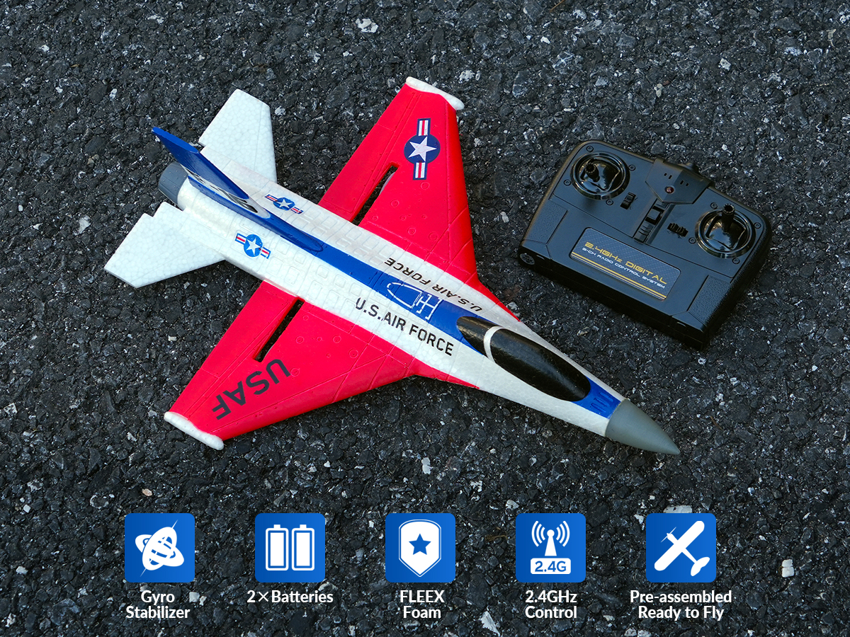 Volantex RC Airplane 2.4Ghz 2CH F16 Falcon With Cool Lights EPP Foam ...