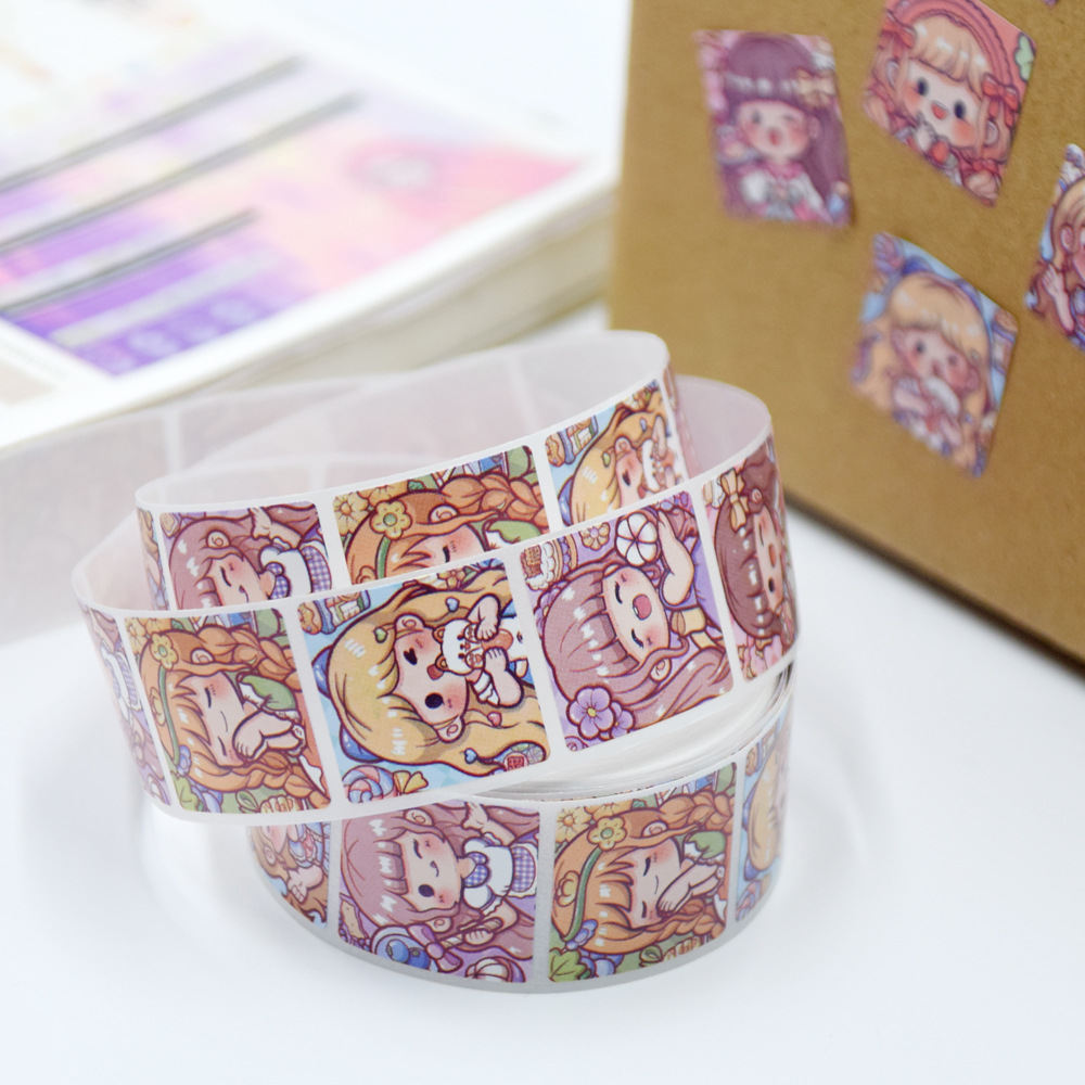 20mm 500PCS/Roll Comic Girl Roll Sticker Child Sticker Cartoon Anime ...
