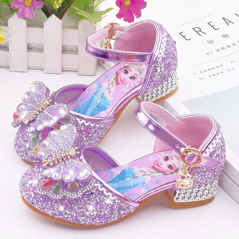Children Shoes Kids Frozen Elsa Princess Shoes Kid Crystal High Heel ...