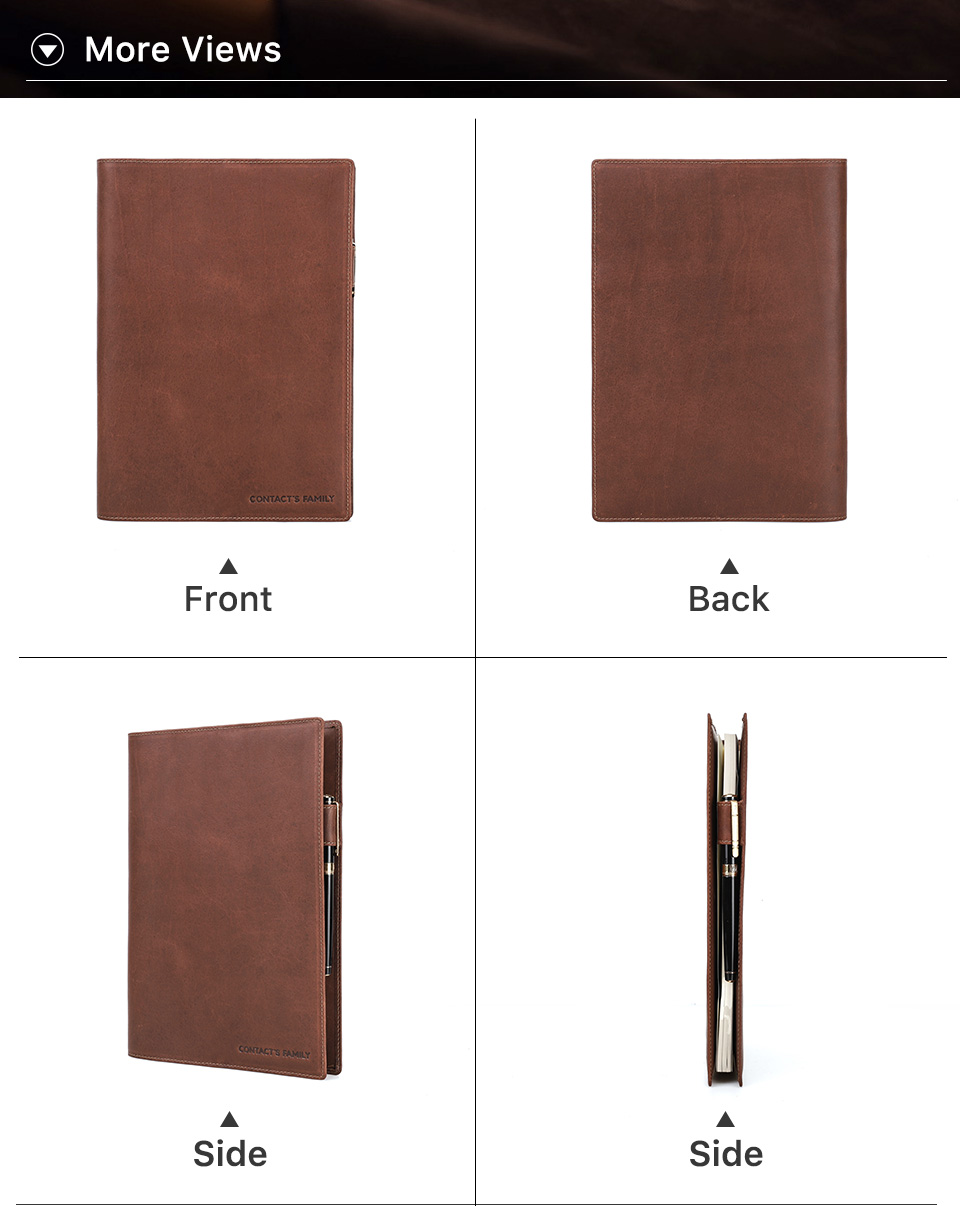 CONTACTS FAMILY Retro Genuine Leather Book Cover Sleeve Protector with ...