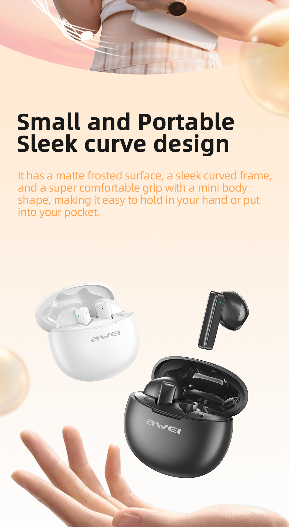 Awei T87 Bluetooth Earphone Wireless Earbud ENC Call Noise Cancelling ...