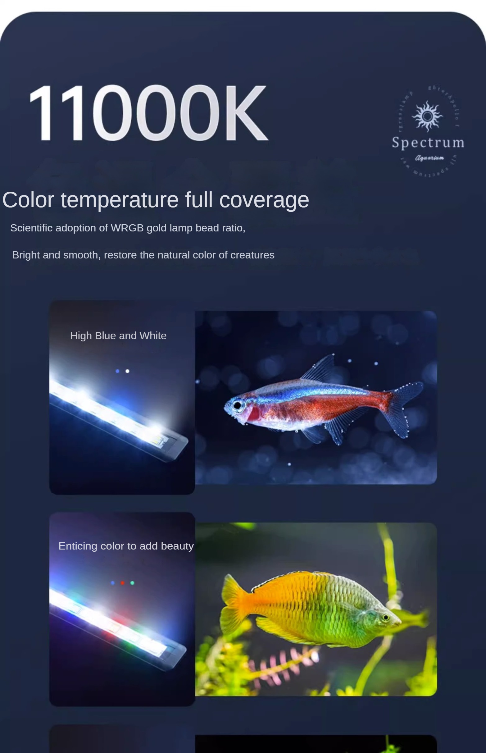 Full Spectrum Aquatic Lamp Aquarium Light Fish tank Light Water Grass ...