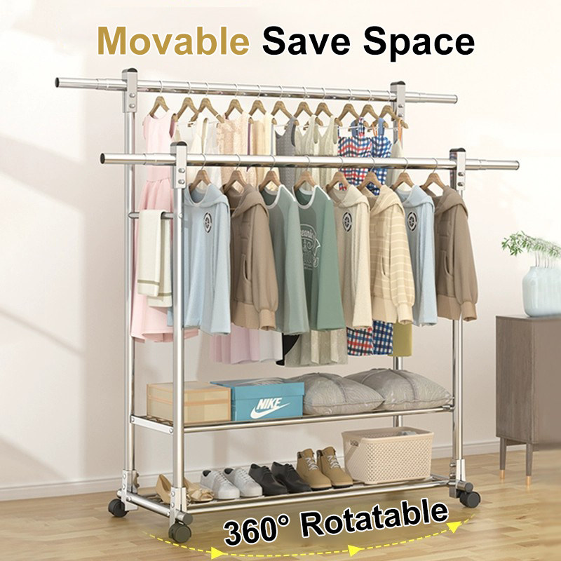 Stainless Drying Rack Sampayan Double Rod Extendable Clothes Rack ...