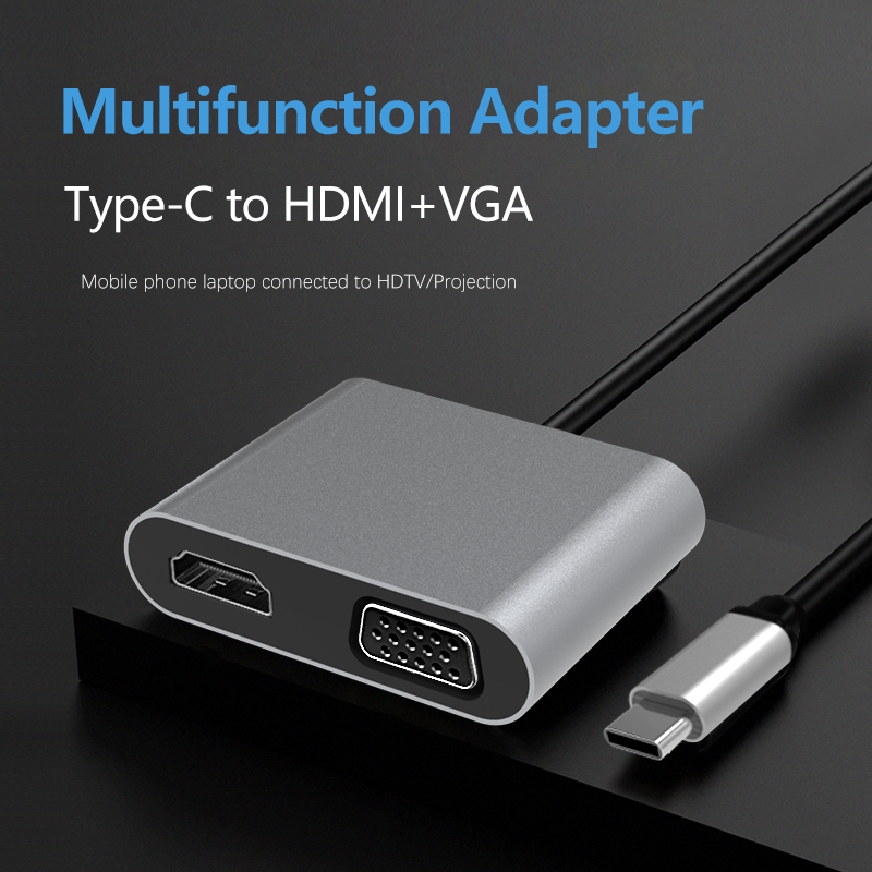 2in1 USBC HDMI HUB Type-C to Hdmi 4K VGA 1080P Video Adapter USB C HUB ...
