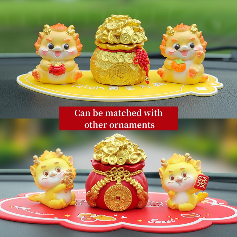 Wealth lucky money bag Jar car ornament Chinese Yuan Bao Ingot Feng Shui 2024 new year gift ...