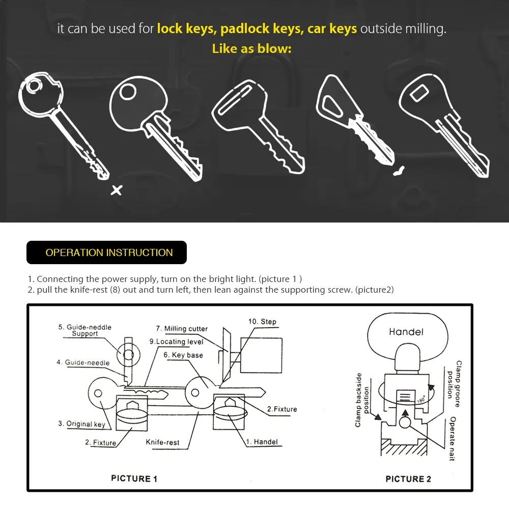 Key Duplicating Machine Door Key Cutting Copy Key with Duplicator ...