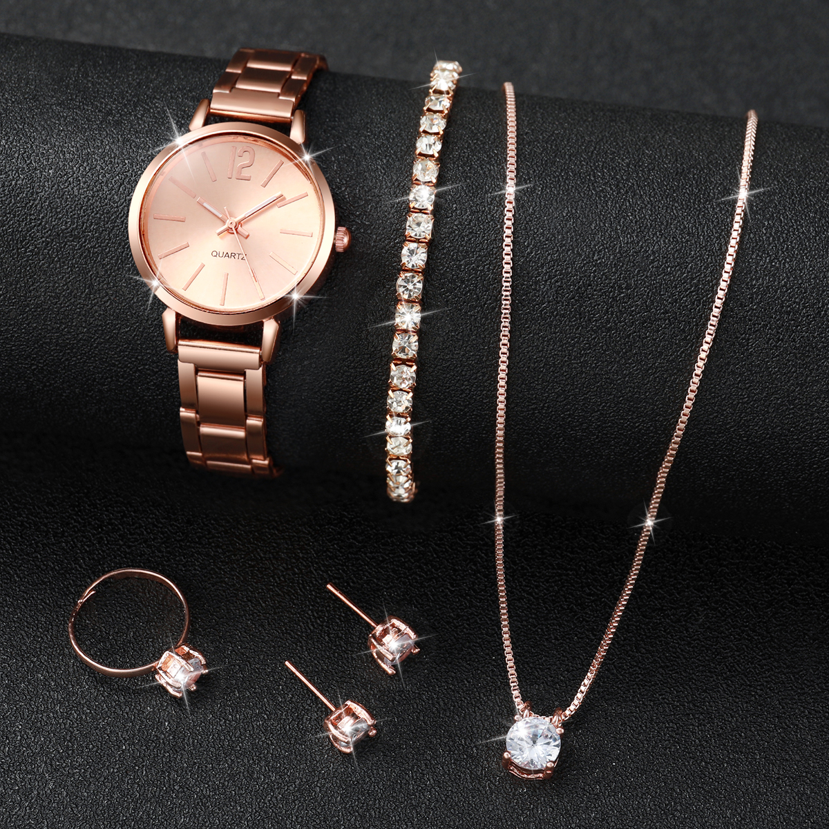 6pcs/set Fashion Ladies Small Watch Head Steel Band Quartz Watch ...