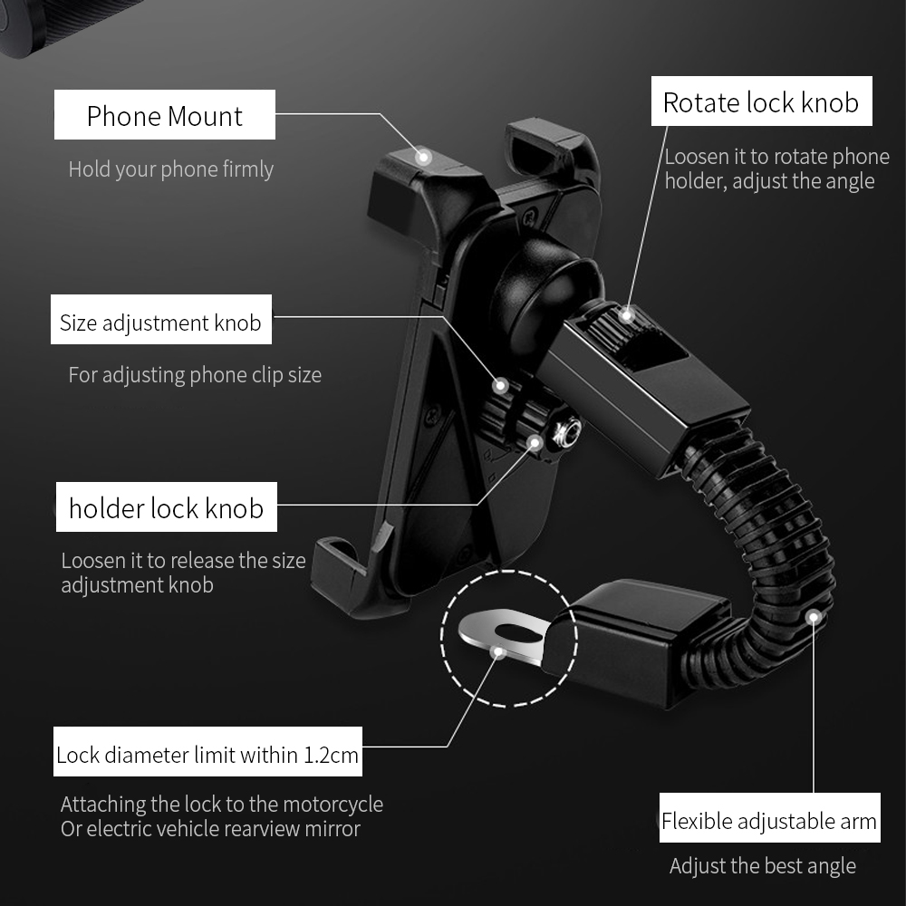 Essager Motorcycle Phone Holder For iPhone Huawei Mobile Phone Stand ...