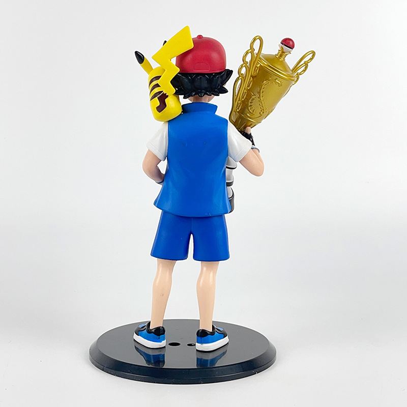 18.5cm Anime Pokemon Figure Pallet Town Ash Ketchum Pikachu Champion ...