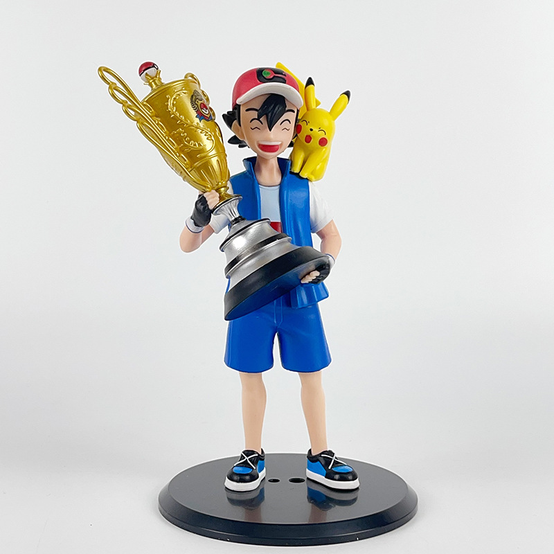 18.5cm Anime Pokemon Figure Pallet Town Ash Ketchum Pikachu Champion ...