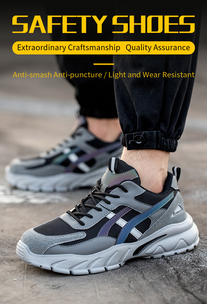 【READY STOCK】Safety Shoes Plastic toe cap Men Anti-smash Anti-puncture ...