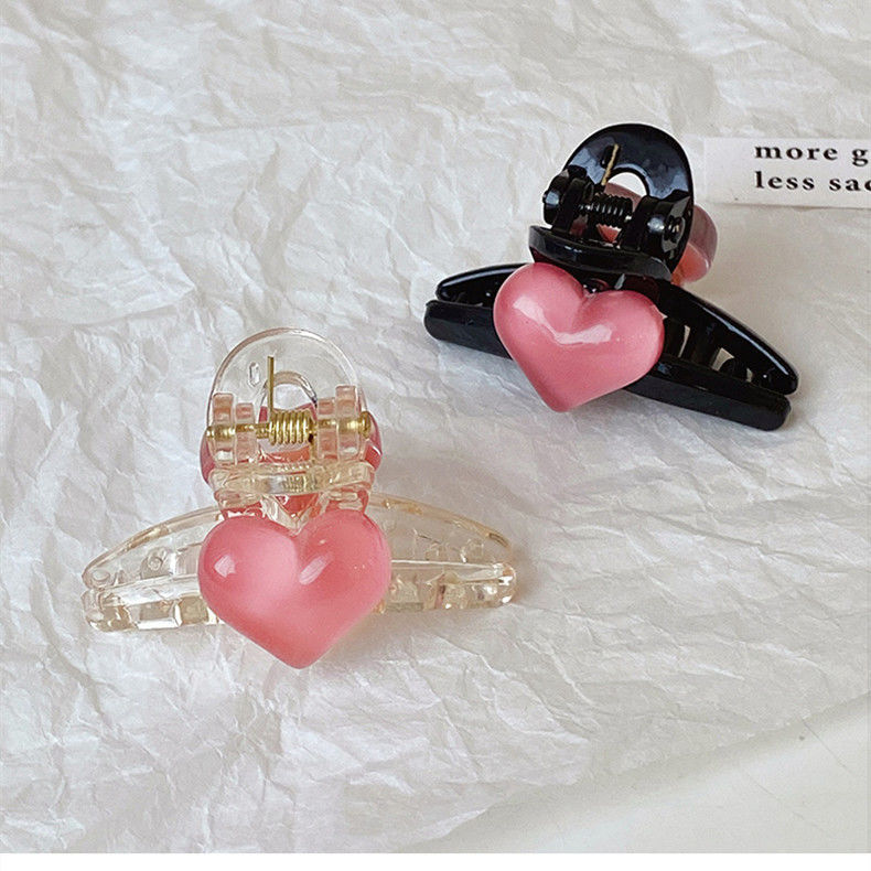 Pink Love Grab Clip Korean Version ins Sweet Simple Women's Hair Clip ...