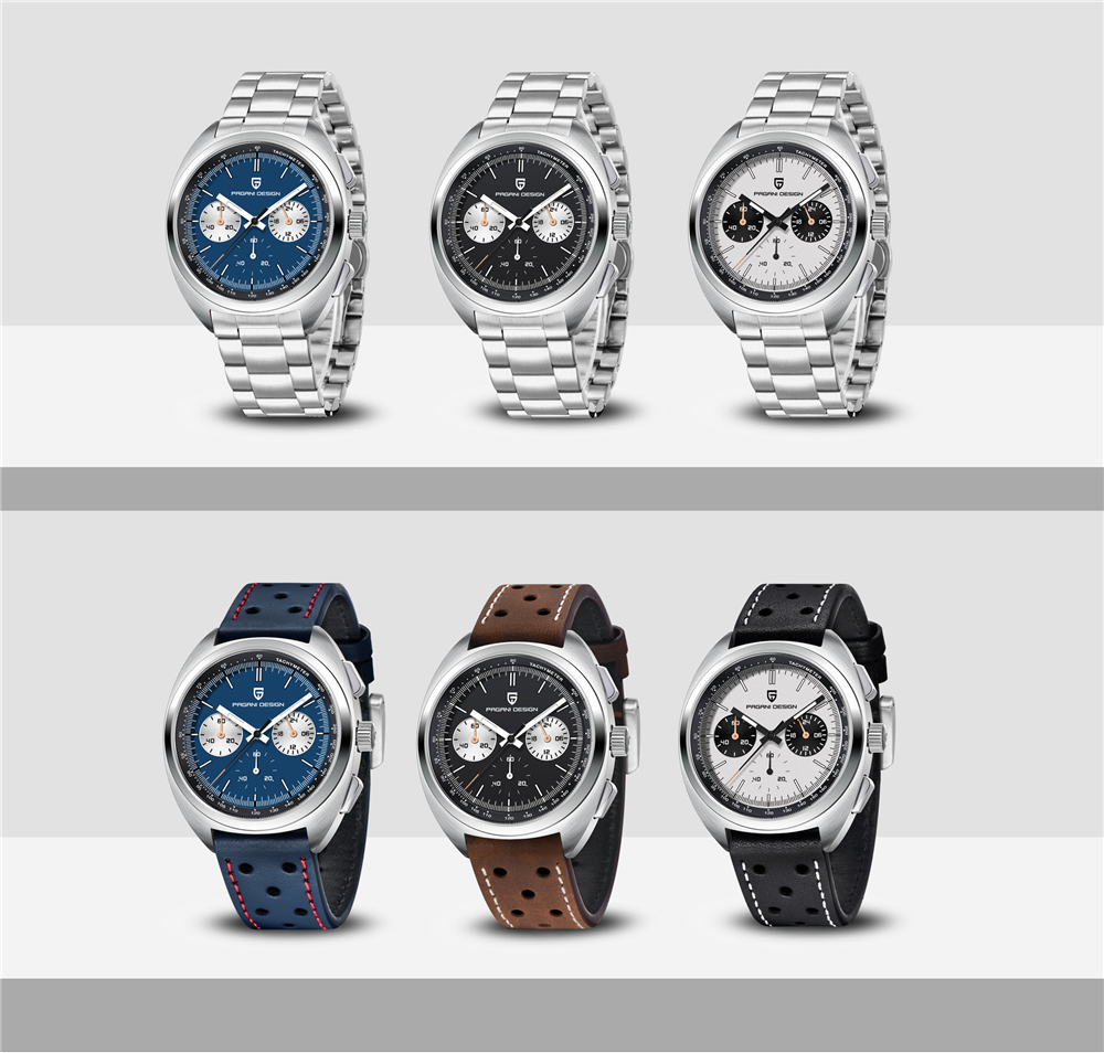 PAGANI DESIGN Panda Dial Men Watch Japan VK63 Chronograph Quartz ...