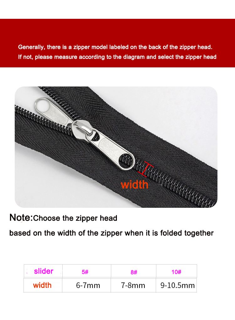 5 # 8 # 10 # Silver Zipper Sliders Pulls Lock Hole A Pair Of Left And ...