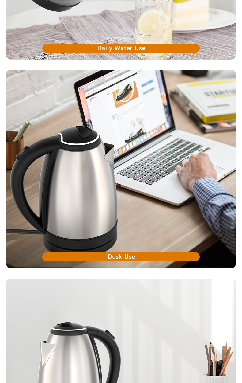 Dreepor 2L Electric Kettle Stainless Steel Water Kettle Electric Heater Easy and Convenient ...