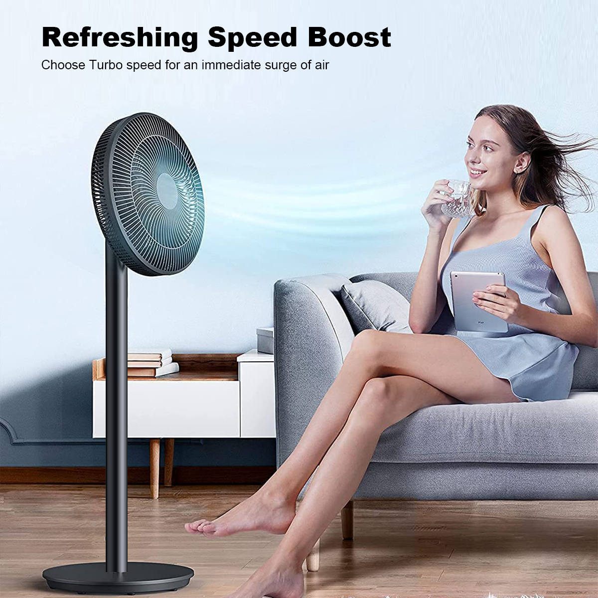 IMUTO Electric Fan Stand Fan Air Circulator Fan 3 Speed Floor Fan ...