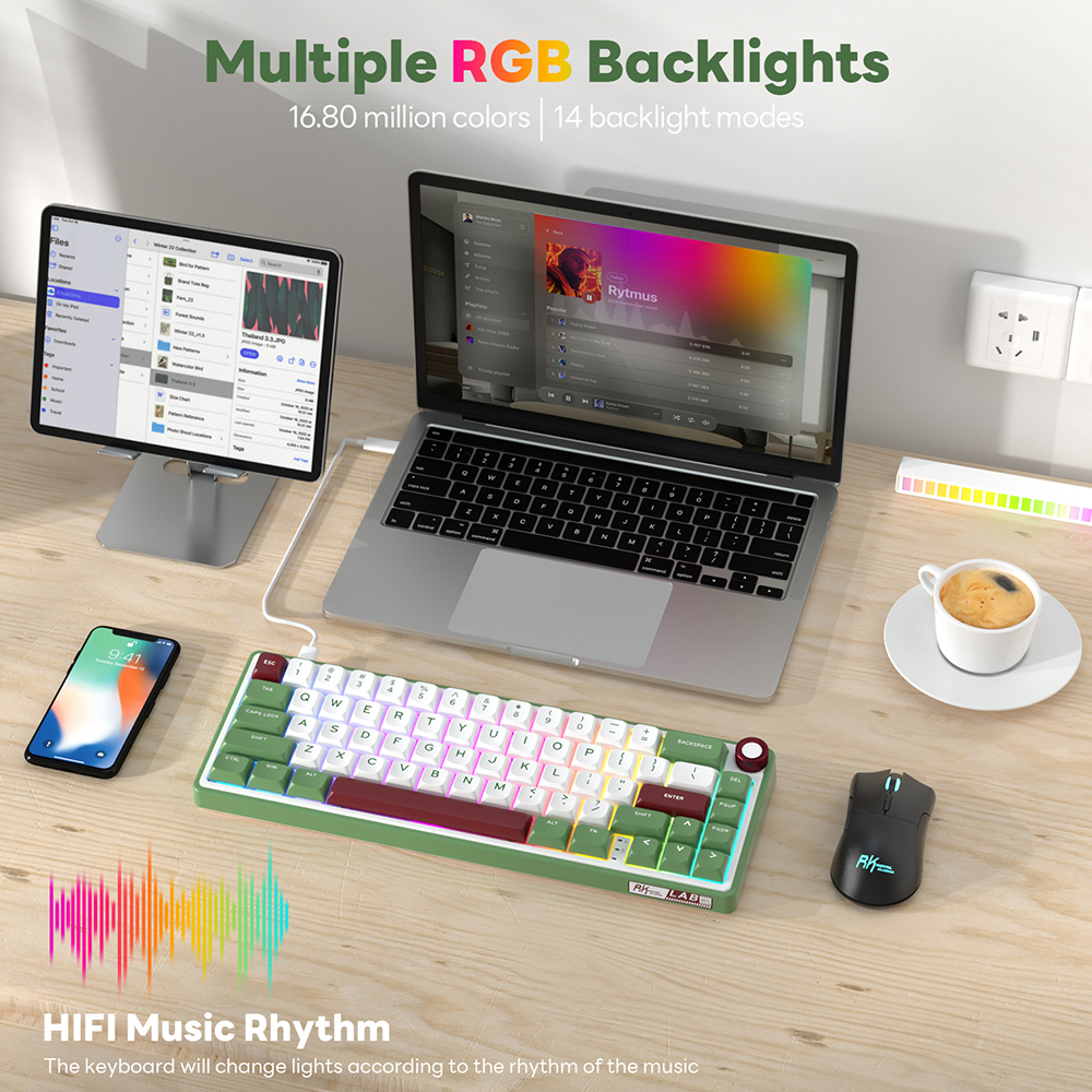 RK ROYAL KLUDGE RK R65 60% Size RGB Hotswap Gasket Structure PBT ...