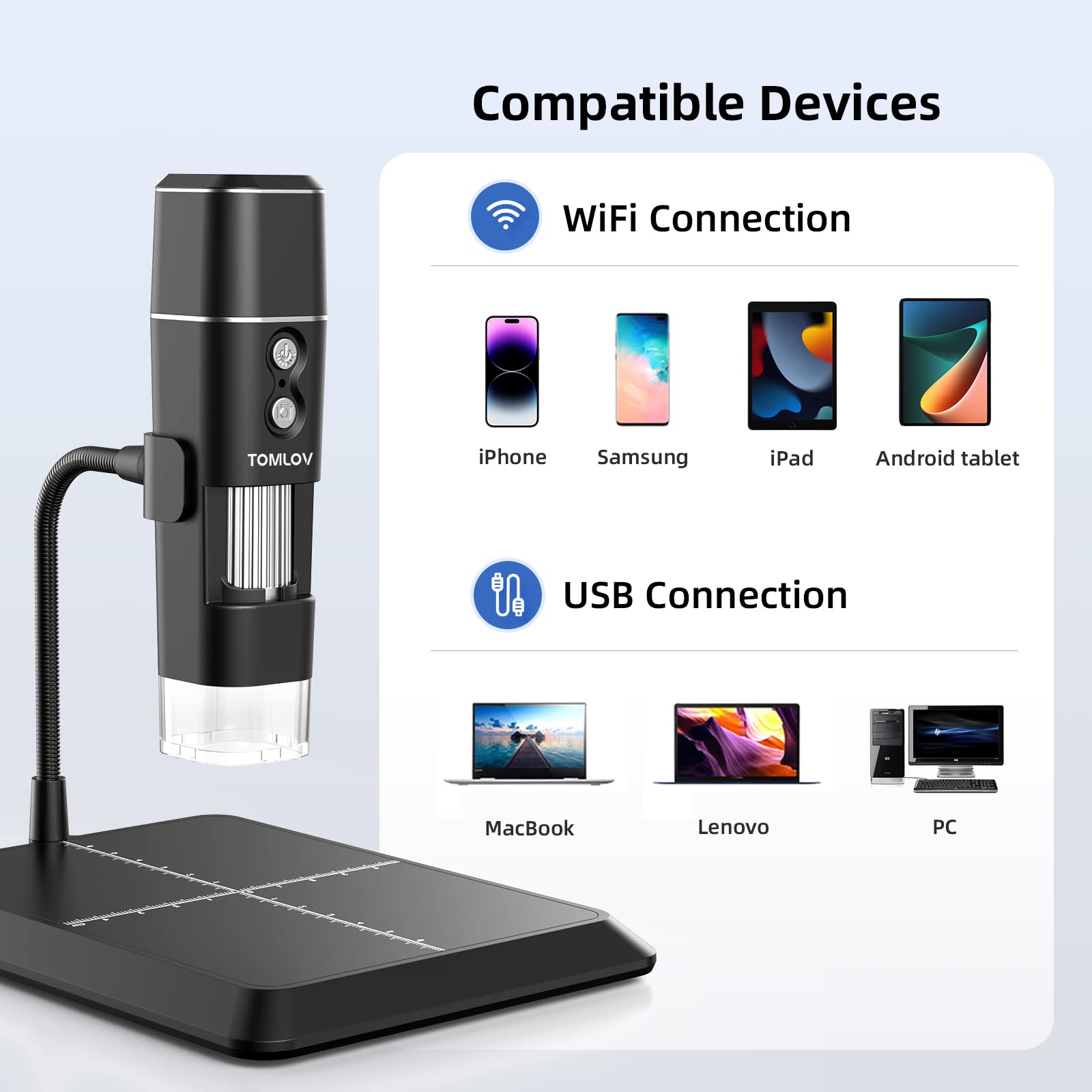 DM1 Wireless Digital Microscope 1000X, USB Handheld Coin Microscope ...