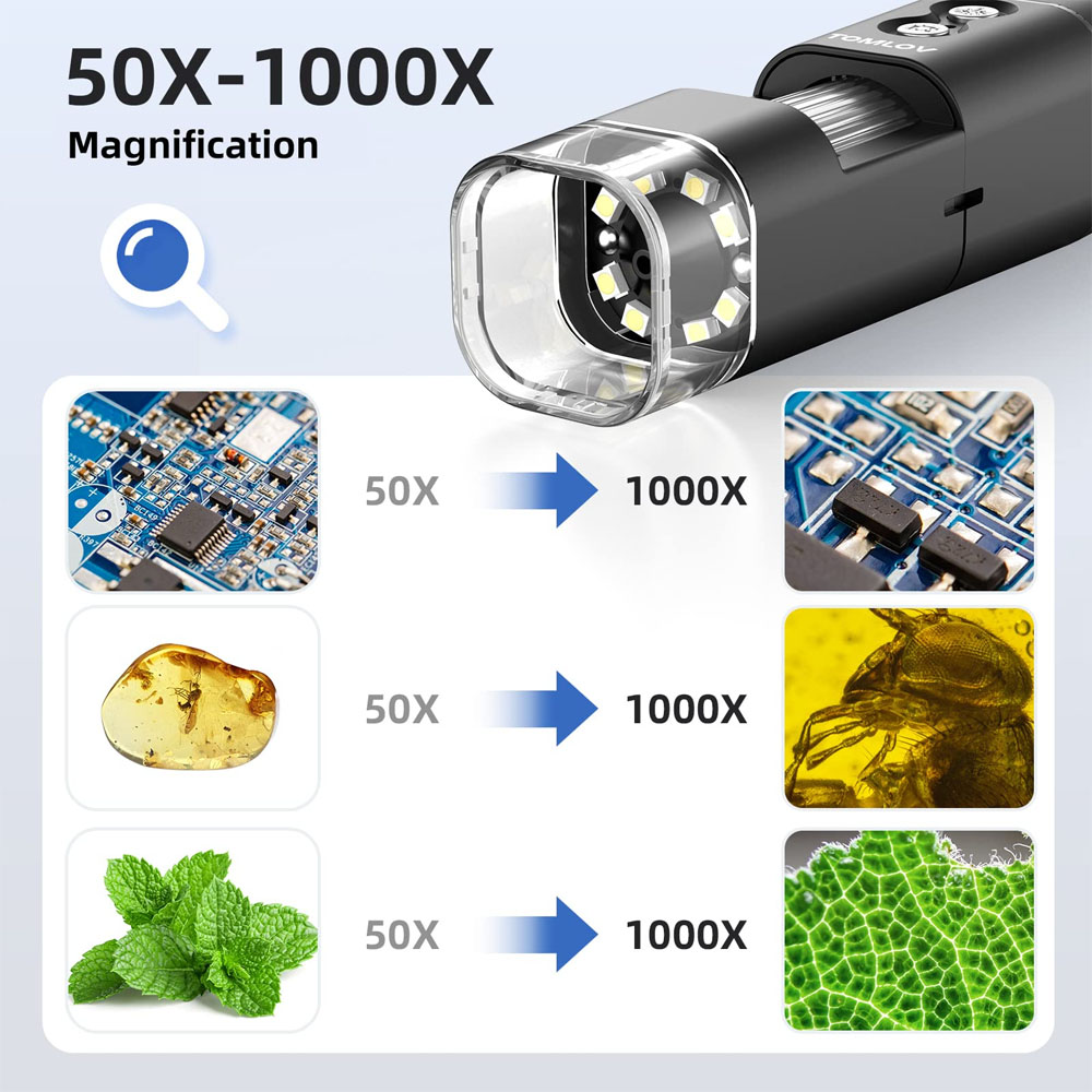 DM1 Wireless Digital Microscope 1000X, USB Handheld Coin Microscope ...