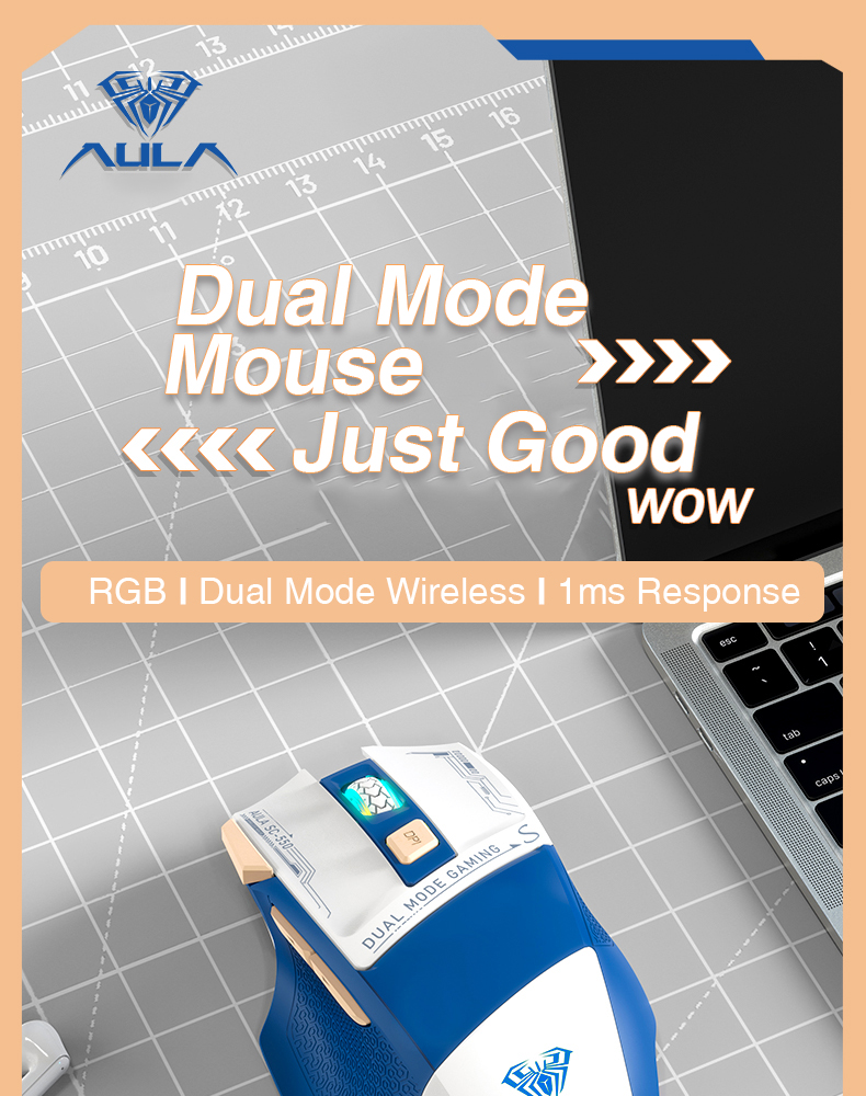 AULA SC550 Gaming Mouse Dual Mode Type-c Wired 2.4G Wireless RGB ...