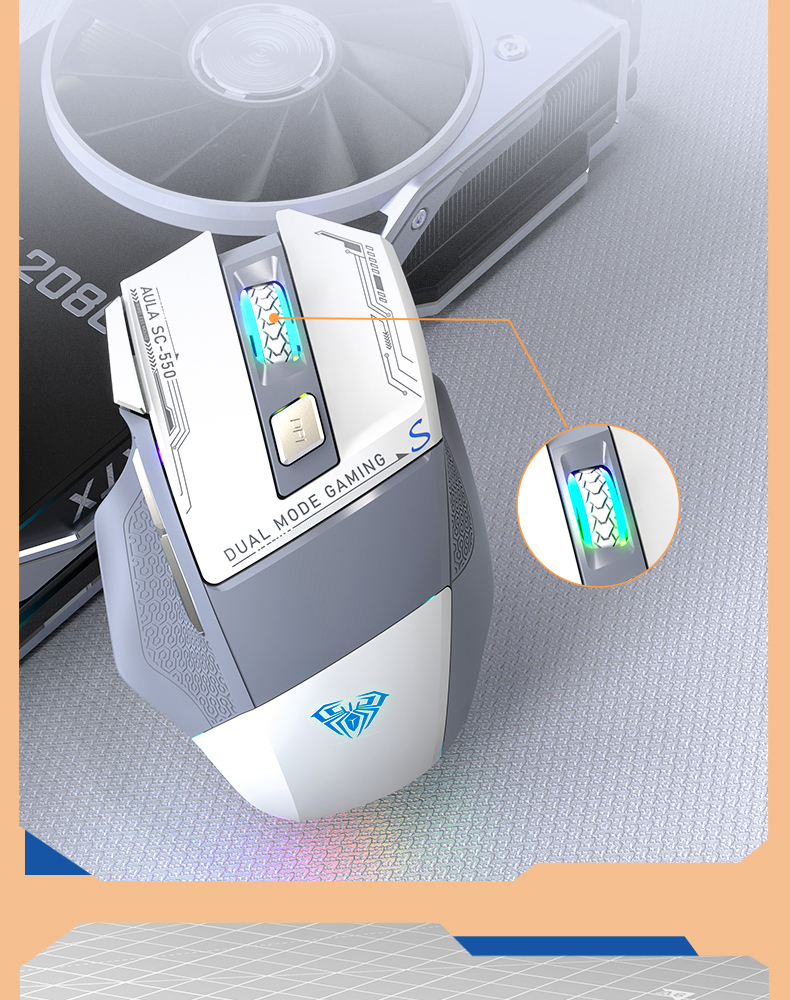 AULA SC550 Gaming Mouse Dual Mode Type-c Wired 2.4G Wireless RGB ...