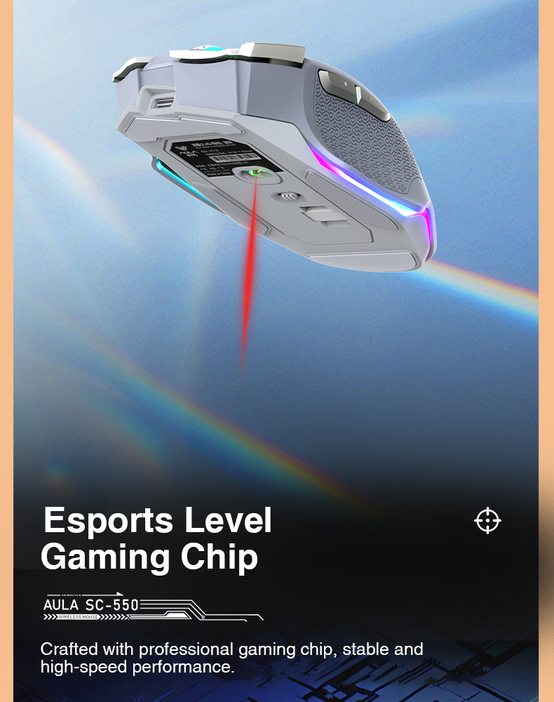 AULA SC550 Gaming Mouse Dual Mode Type-c Wired 2.4G Wireless RGB ...