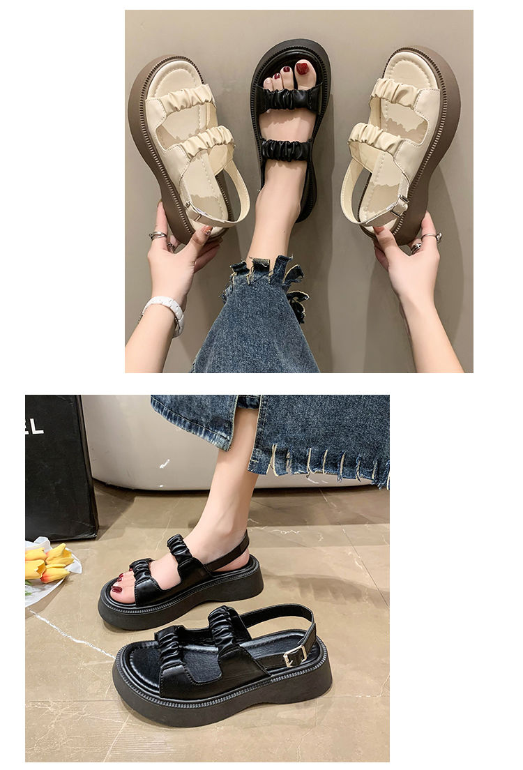 Boutique shoes Sandals for women New Korean Casual Flat Sandals 2-color 5cm heel height #L2 ...