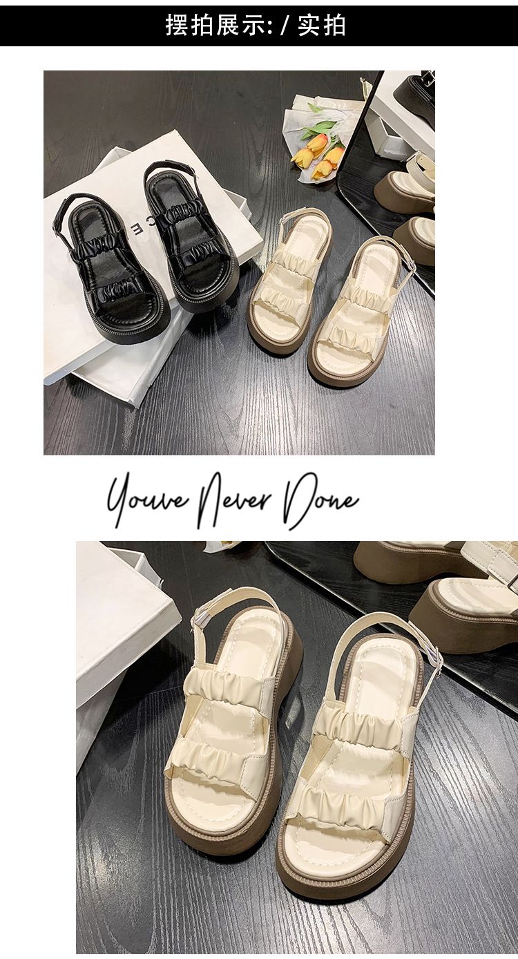 Boutique shoes Sandals for women New Korean Casual Flat Sandals 2-color 5cm heel height #L2 ...