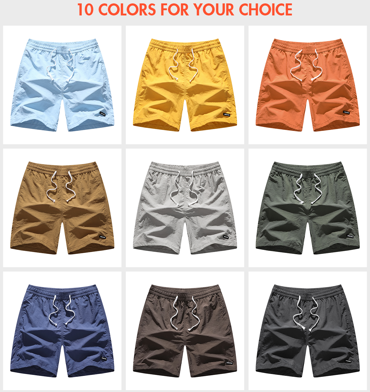 URBAN PIPE Plain Taslan Shorts For Men Quick Drying Above The Knee W ...