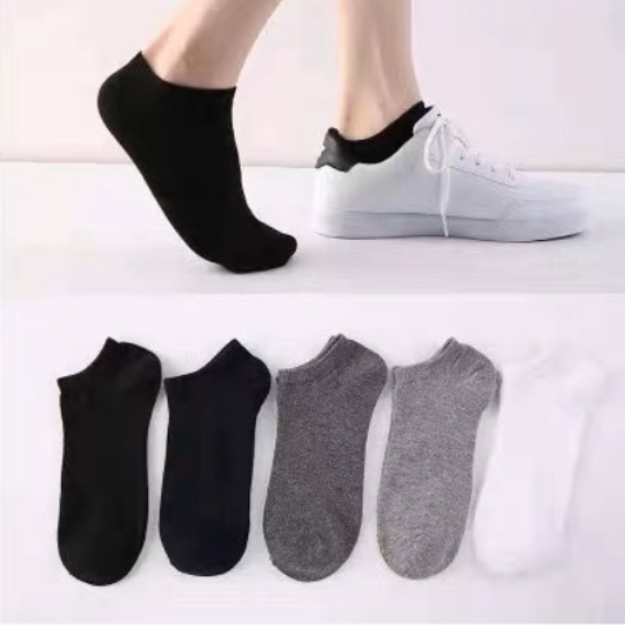 5 Pcs Pure Cotton Socks Footsocks Summer Breathable Plain for Men Women ...