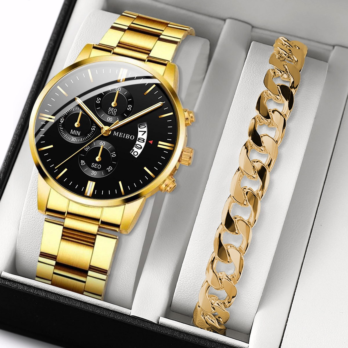 Men's Stainless Steel Business Watch, Silver-Tone Calendar Timepiece ...