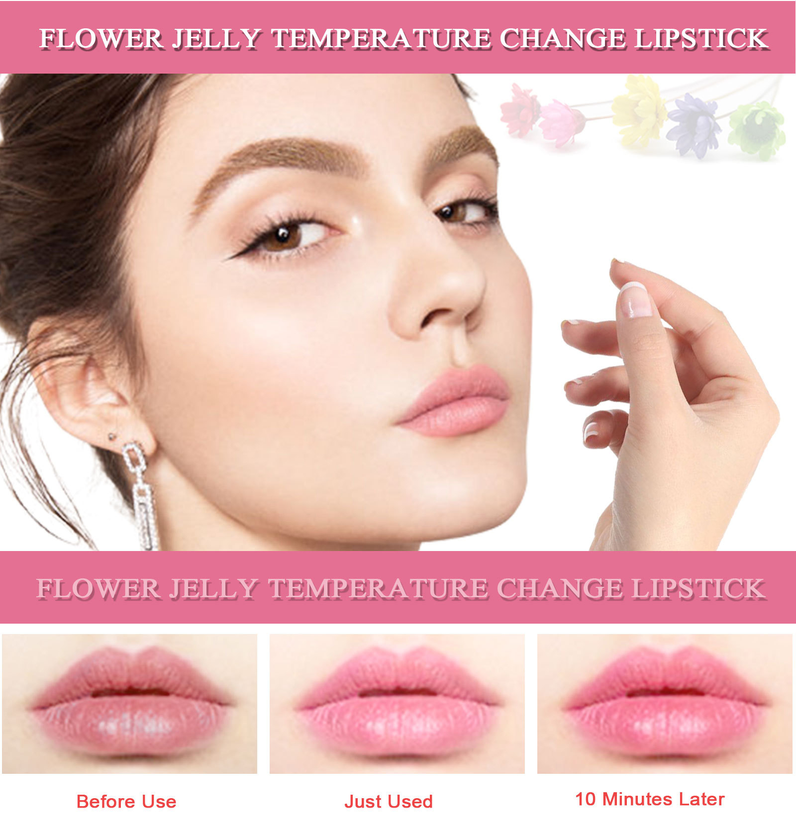 Transparent Moisturizing Color-changing Makeup Lipstick, 3.8g Jelly Flower Lip Balm | Shopee ...