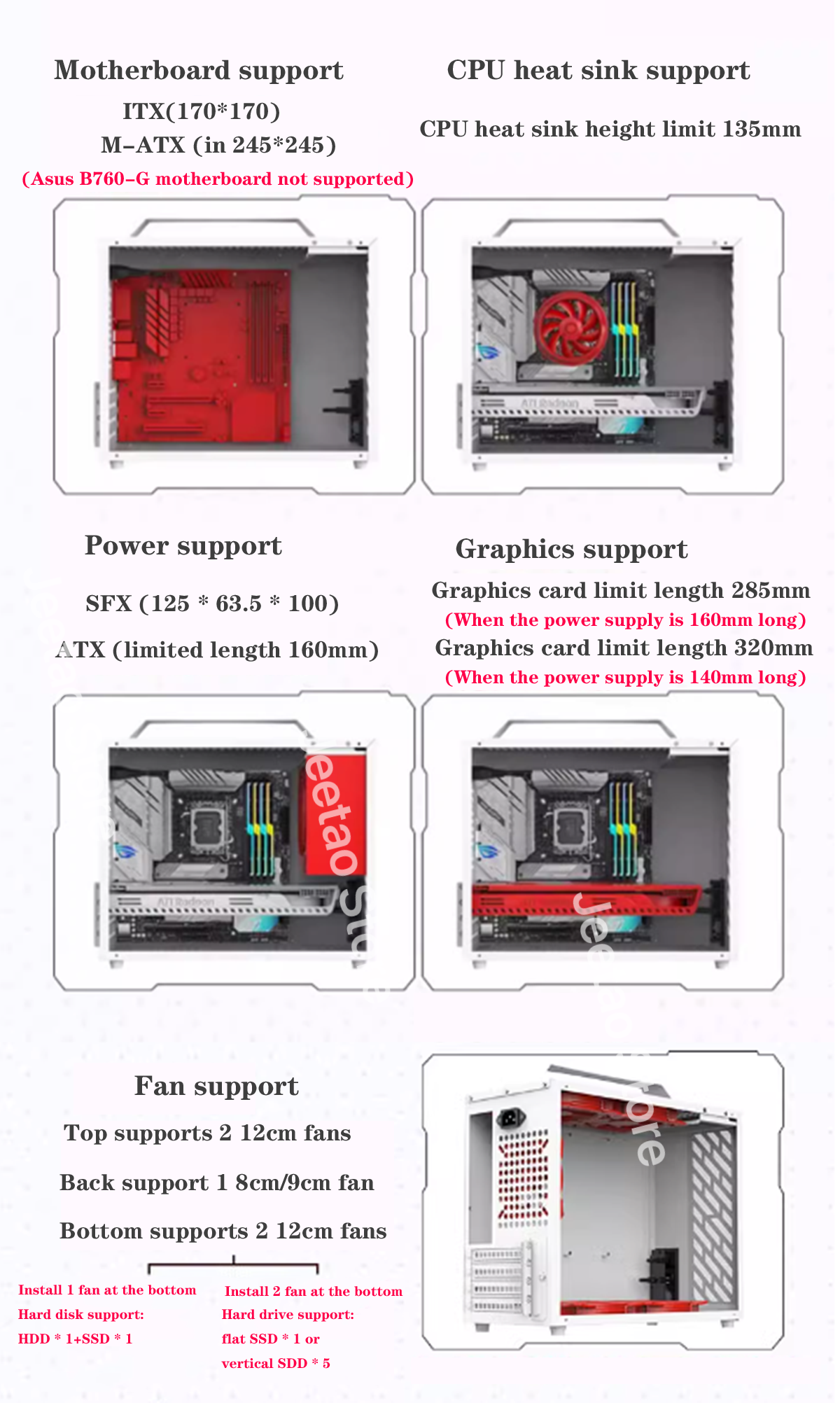 MATX Mini ITX Case for PC Dual USB ATX Power Supply ITX Portable Mini ...