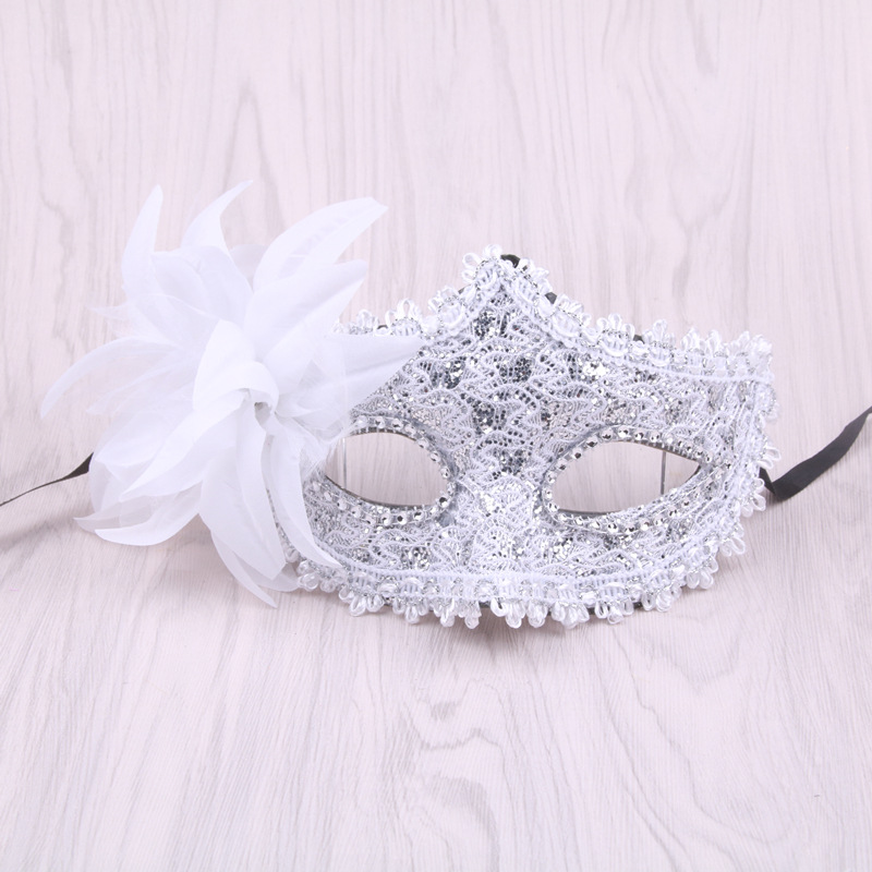 Lace Sexy Venetian Lace Feather Ball Masquerade Mask Paillette Flower ...
