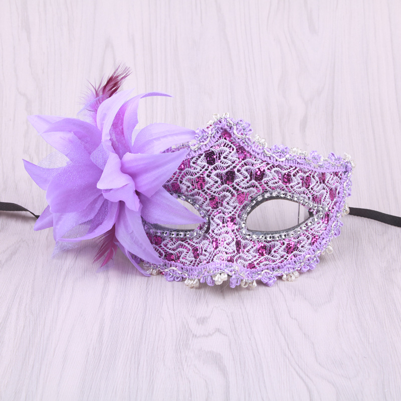 Lace Sexy Venetian Lace Feather Ball Masquerade Mask Paillette Flower ...