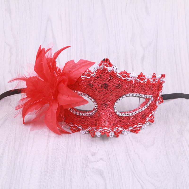 Lace Sexy Venetian Lace Feather Ball Masquerade Mask Paillette Flower ...