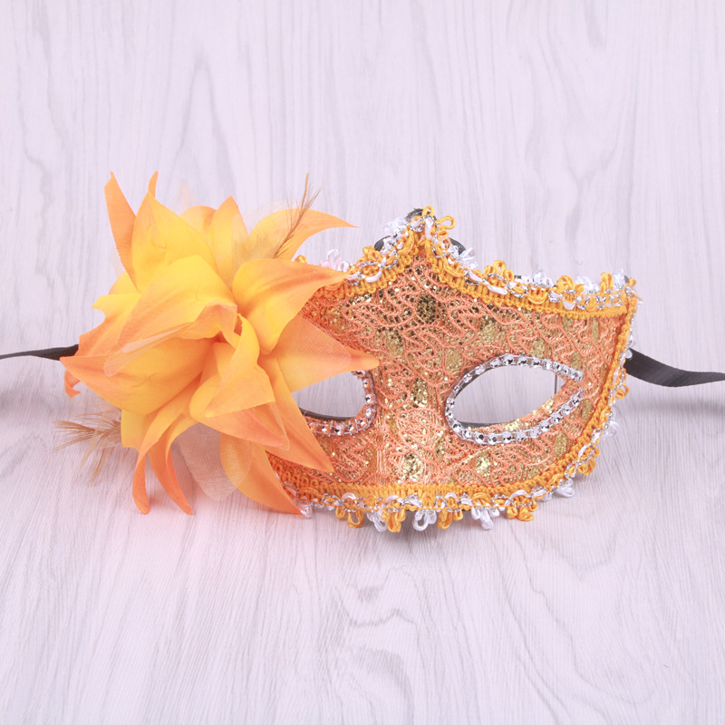 Lace Sexy Venetian Lace Feather Ball Masquerade Mask Paillette Flower ...