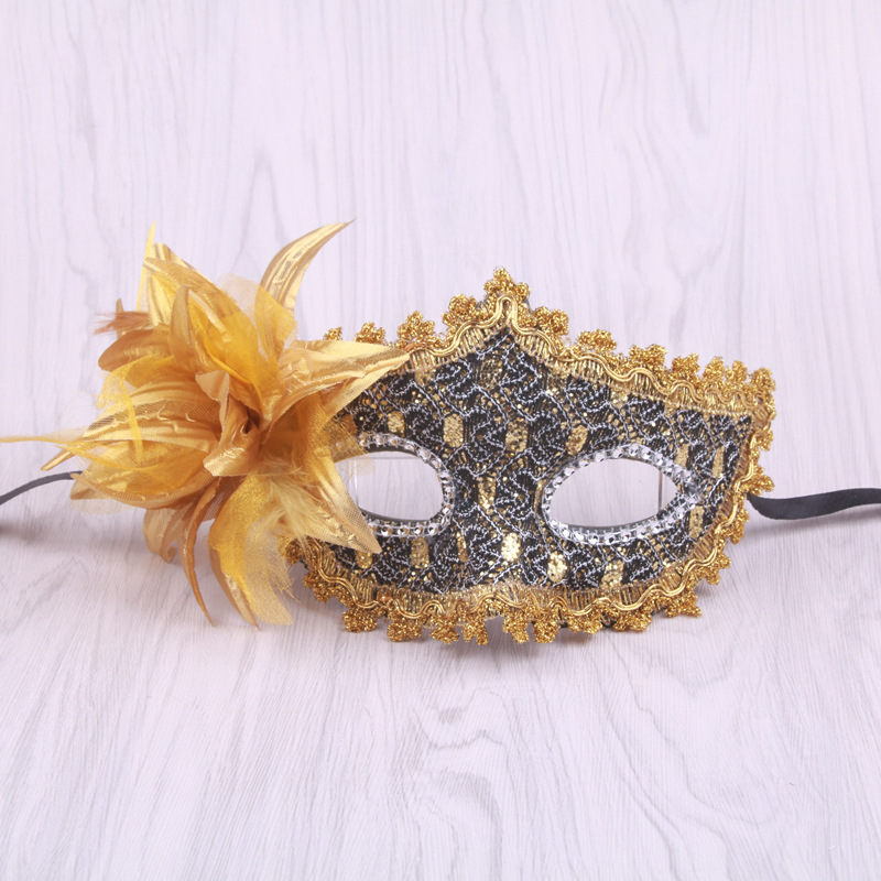 Lace Sexy Venetian Lace Feather Ball Masquerade Mask Paillette Flower ...
