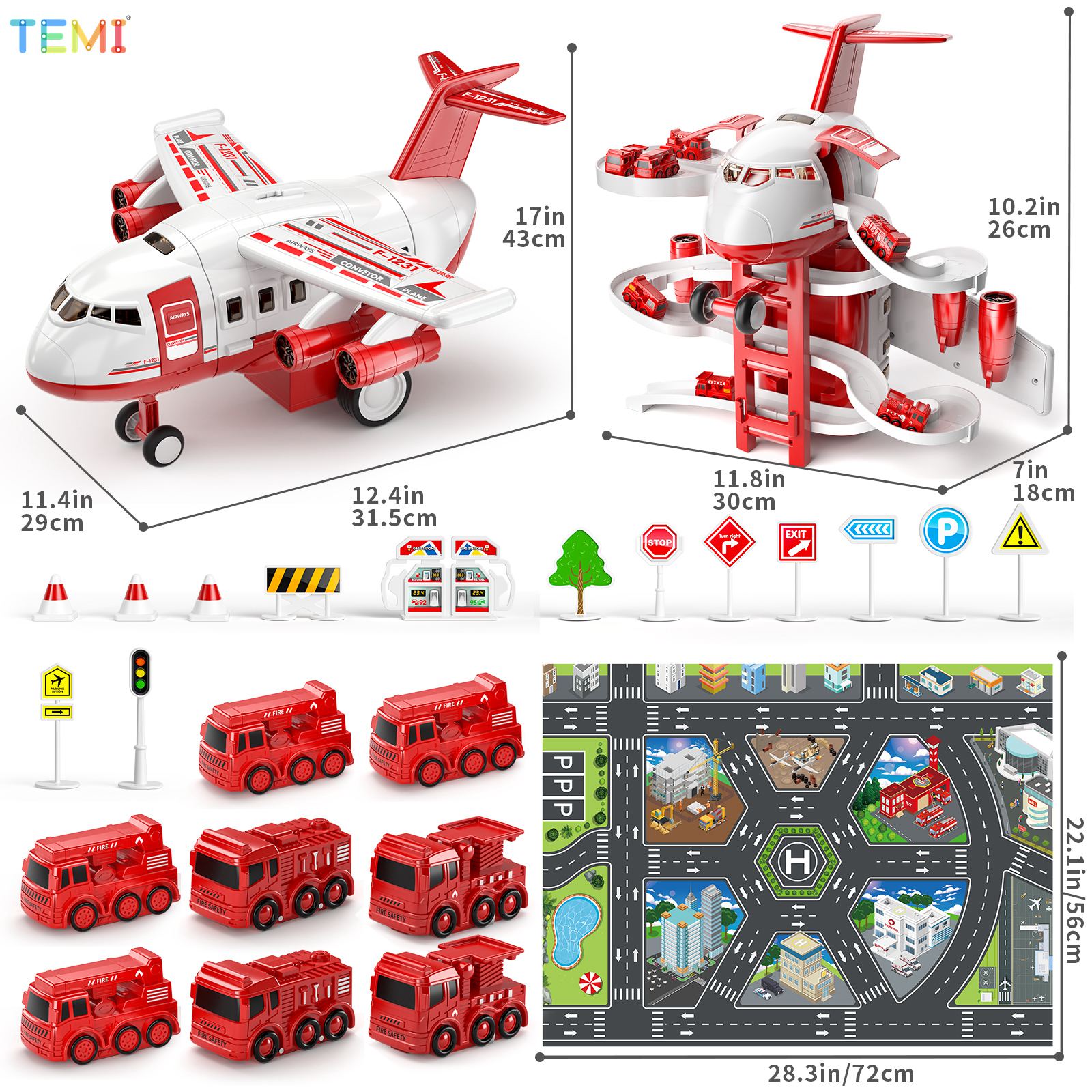 ⭐Pilipinas Sa Stock⭐TEMI Red Yellow Aircraft Adventure Toy Car ...