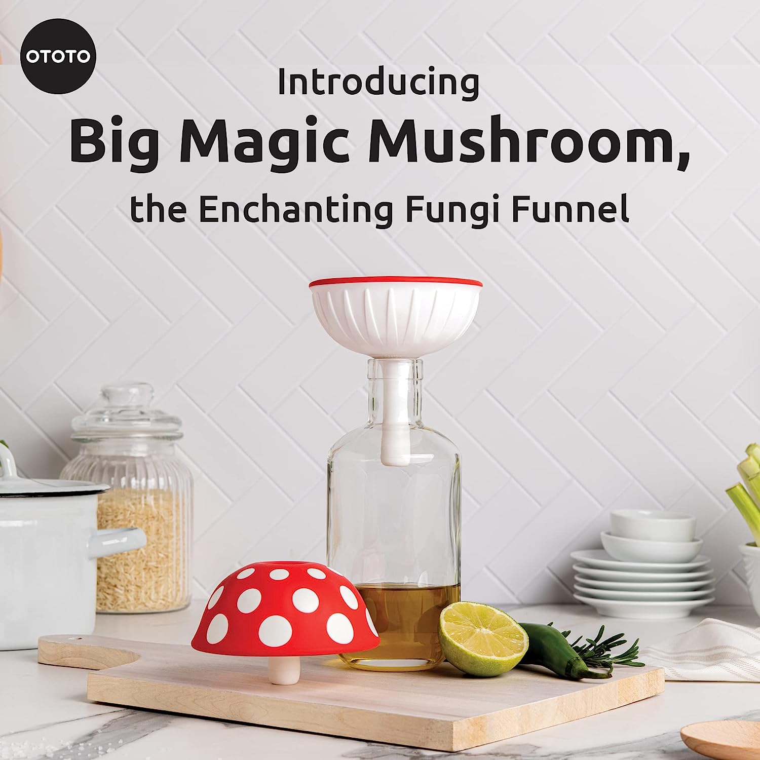 BIG Mushroom - Foldable Kitchen Funnel - BIG Funnel with Wide Mouth for ...