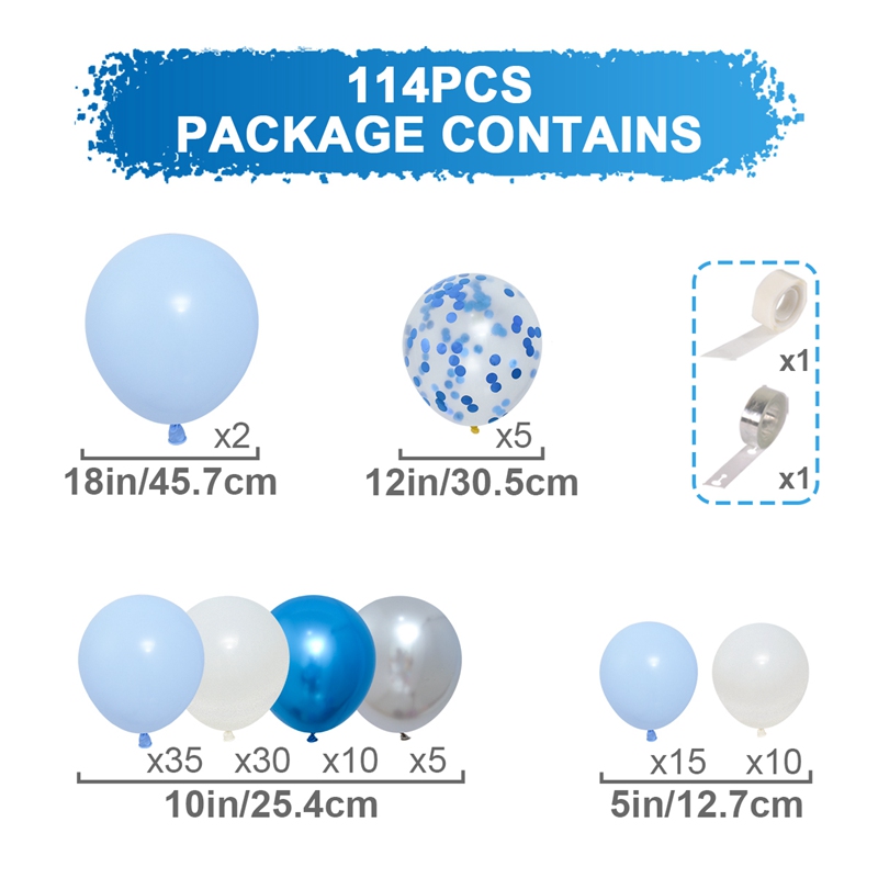 Sky Blue Balloons with Confetti Balloons Birthday Decorations Latex ...