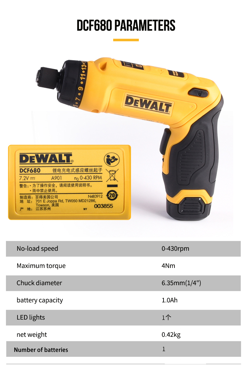 DEWALT DCF680 Mini Electric Screwdriver Set Smart Cordless Electric ...