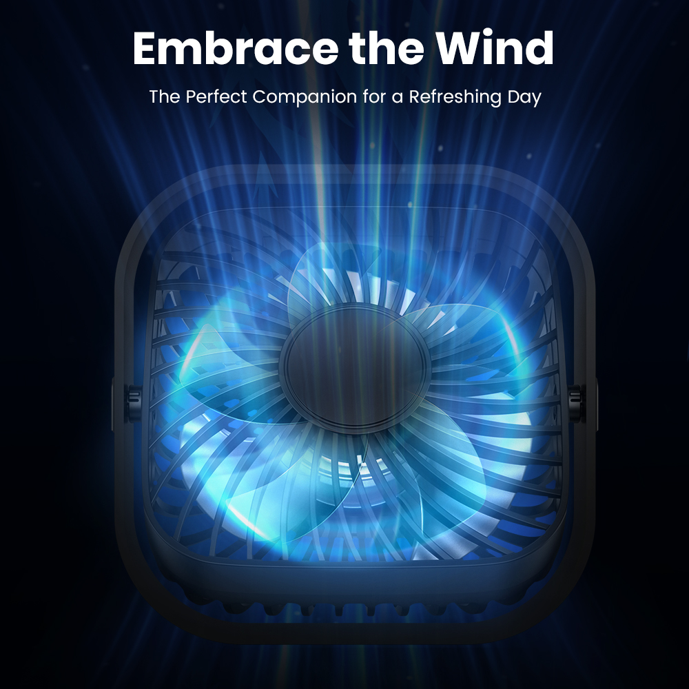 TOPK K51 USB Mini Fan Desktop Plug-in Mute Table Fan 3 Speed Wind 5inch ...