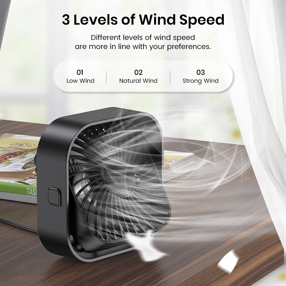TOPK USB Mini Fan [USB Powered] Desktop Plug-in Mute Table Fan 3 Speed ...