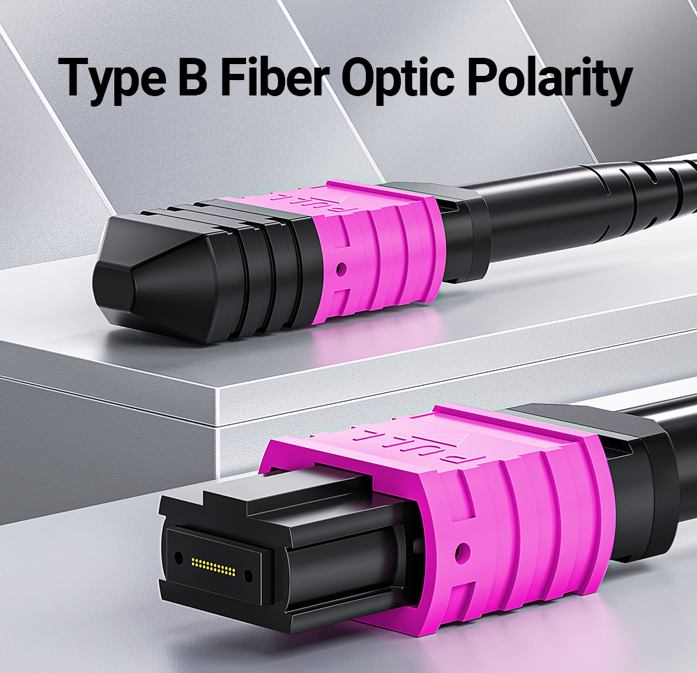 AMPCOM MPO to MPO Type B Fiber Patch Cord OM4 Multimode 8/12/24 Cores Trunk Cable for 10G QSFP ...