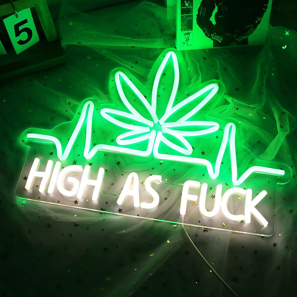 Leaf Weed Neon Signs Smoking LED Neon Lights Signs for Wall Decor ...