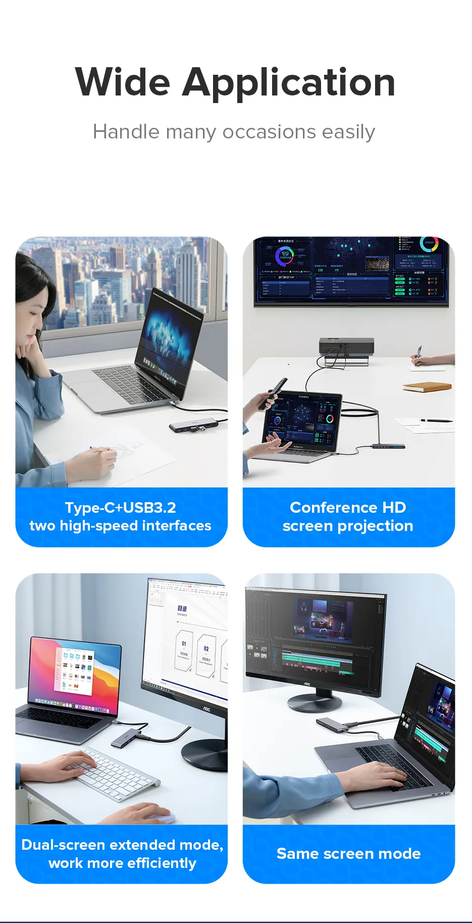 llano 5 in 1 Docking Station USB-C to USB/Type-C 3.2 HDMI 4K 60HZ PD ...