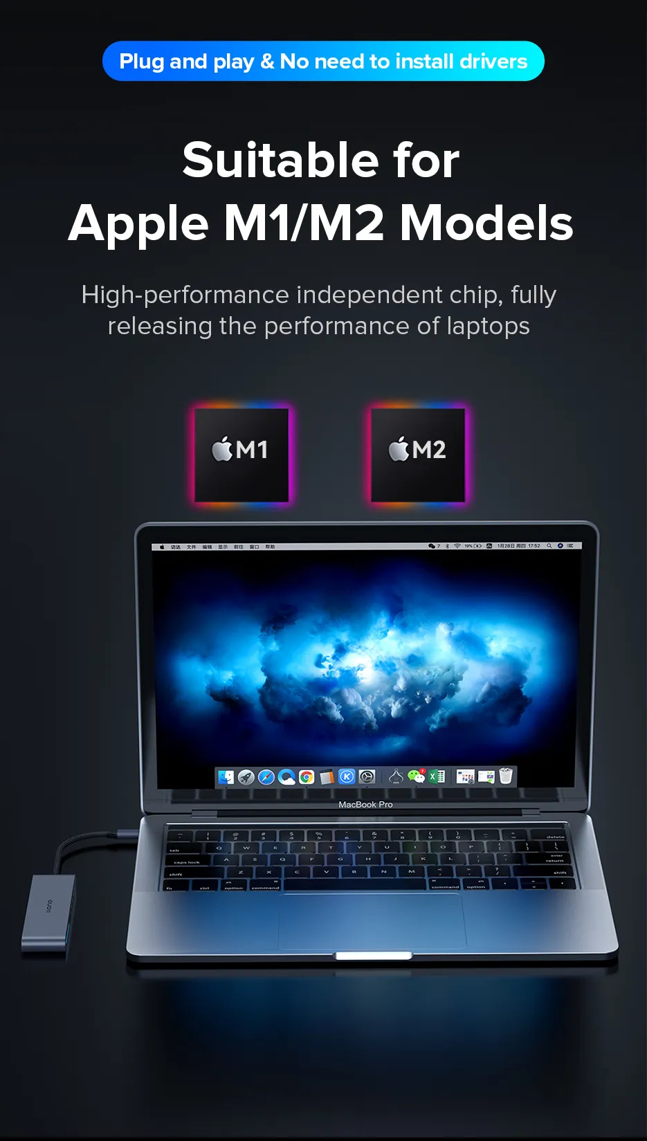 llano 5 in 1 Docking Station USB-C to USB/Type-C 3.2 HDMI 4K 60HZ PD ...