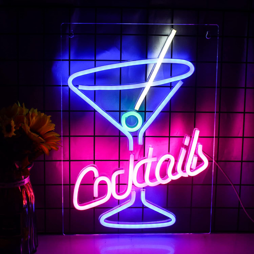 Beer Neon Sign, Light Up Bar Sign, Cocktails Cheers Neon Signs for Wall ...