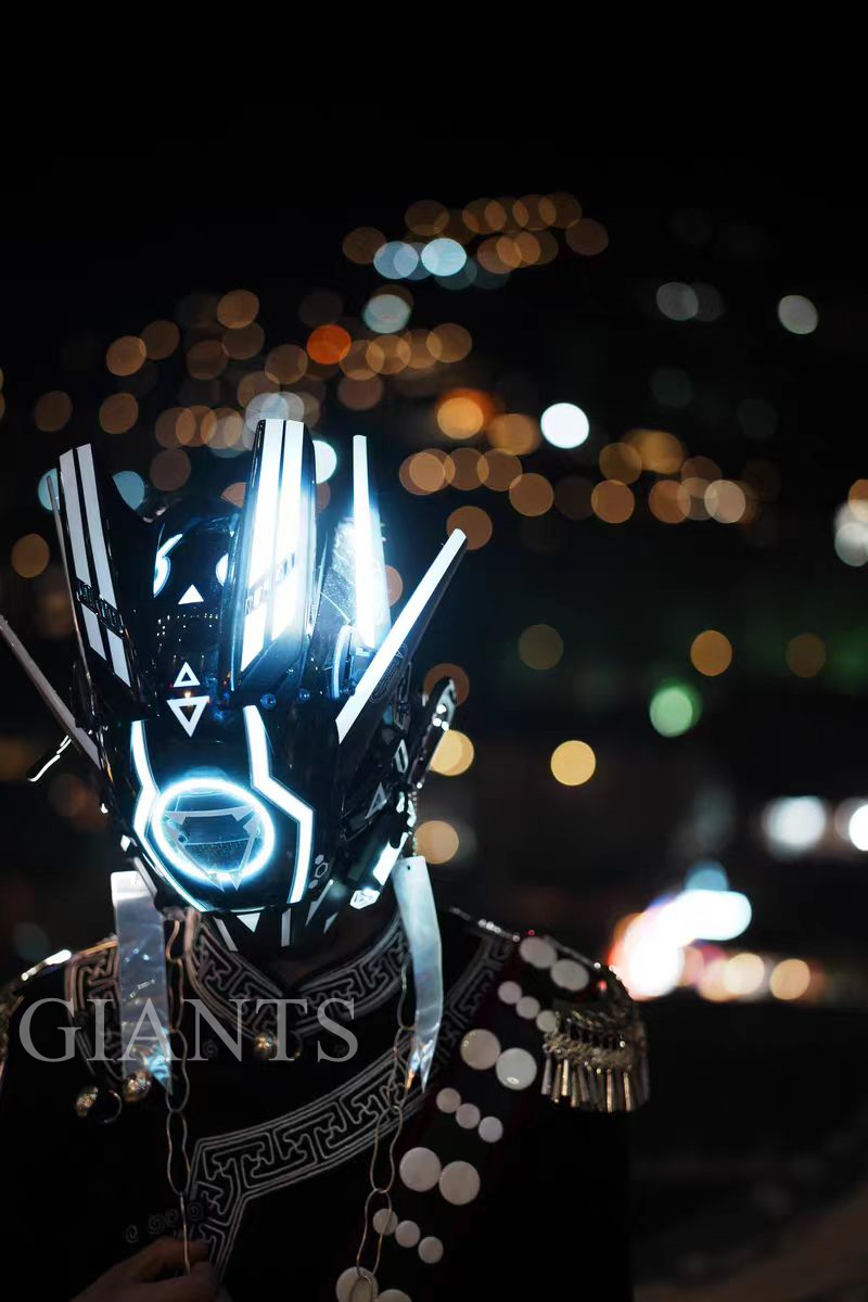 Cyberpunk LED Mask cosplay Mask Technology Helmet Party Mask Black ...
